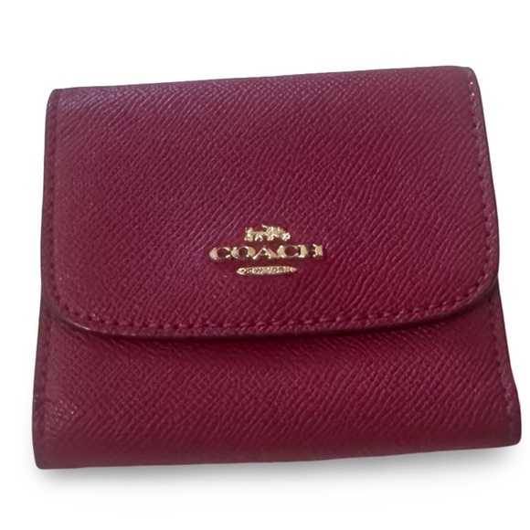 Coach | Bags | Coach Red Leather Compact Wallet | Poshmark